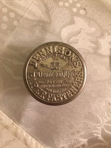 Vintage Dennison's 1/4" Flat Paper Fasteners No. 21 Tin With Some Old ...