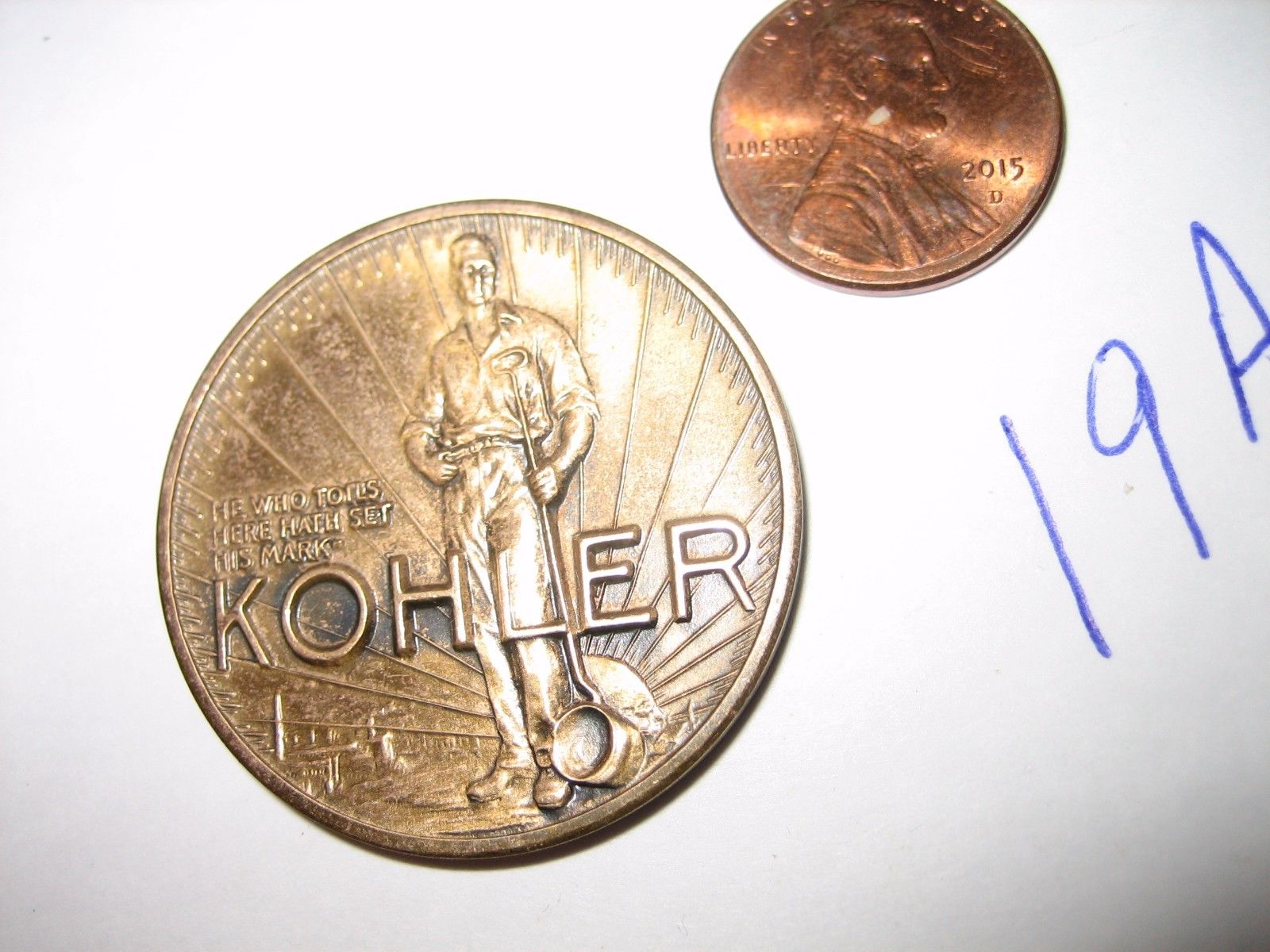 RARE KOHLER QUARTER CENTURY CLUB HE WHO TOILS HERE HATH SET HIS MARK ...