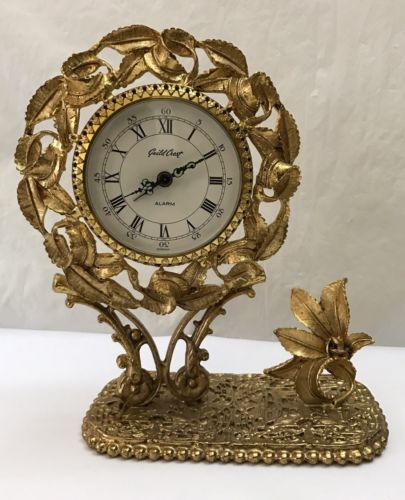 Antique Vintage Guild Crest Germany Alarm Clock Art Deco 24 Kt Plated ...