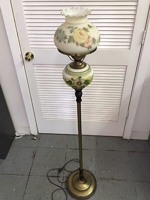 Antique hand painted hurricane floor lamp Antique Price Guide Details Page