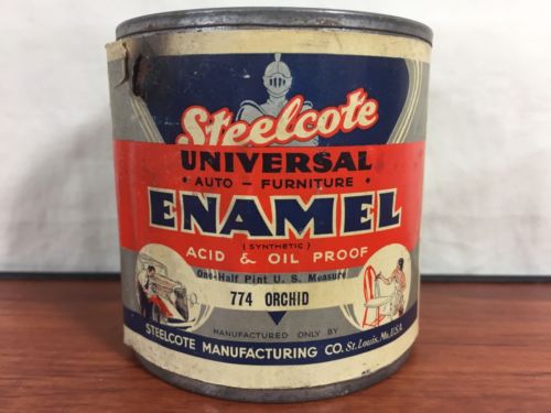 Vintage 1930's Steelcote Auto Enamel Advertising Paint Can -- Antique ...