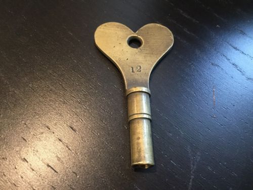 ANTIQUE ENGLISH FUSEE MANTEL CLOCK ORIGINAL WINDING KEY STAMPED SIZE 12 ...