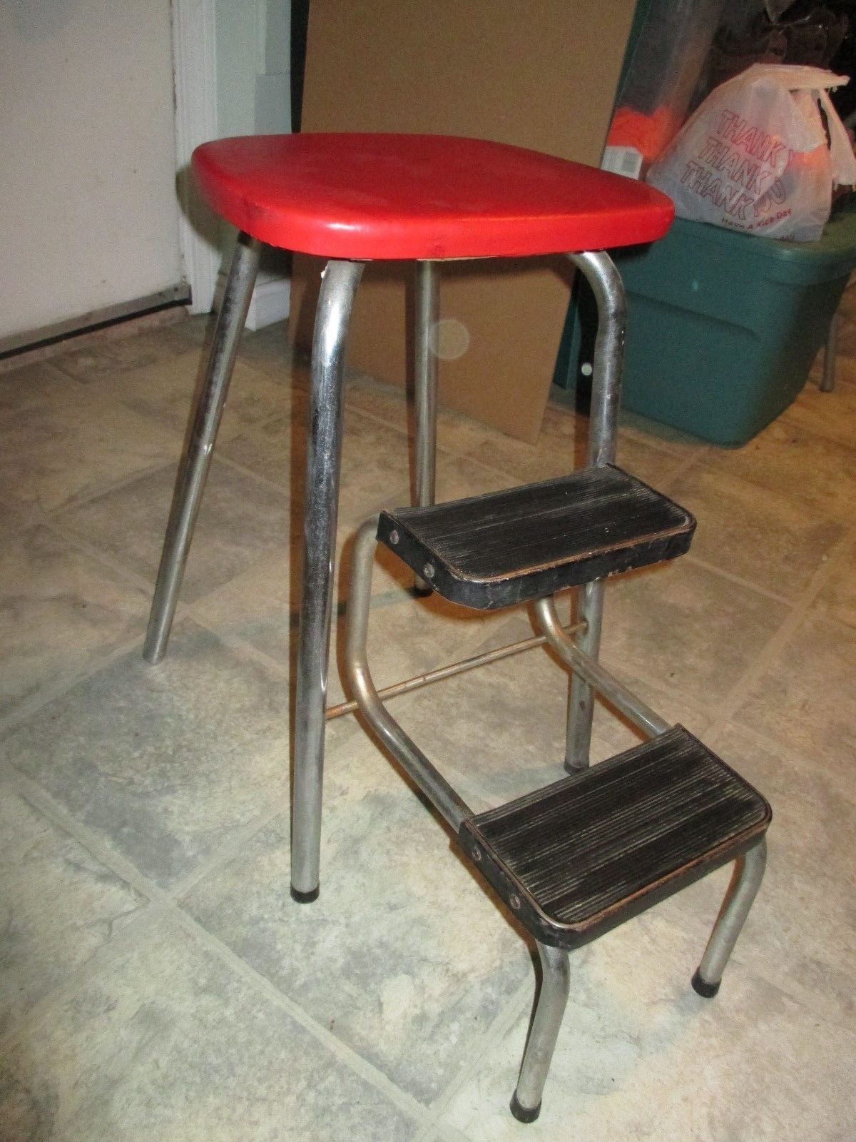 Vintage Red Kitchen Metal Step Stool - Gilton Manufacturing-Unique ...