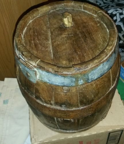 ANTIQUE VINTAGE WOOD WOODEN BARREL NAIL KEG GARDEN PLANTER COUNTRY FARM ...