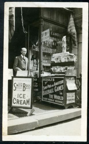 1920''s Newsstand Baseball Ice Cream Parlor Vintage Candid Snapshot ...