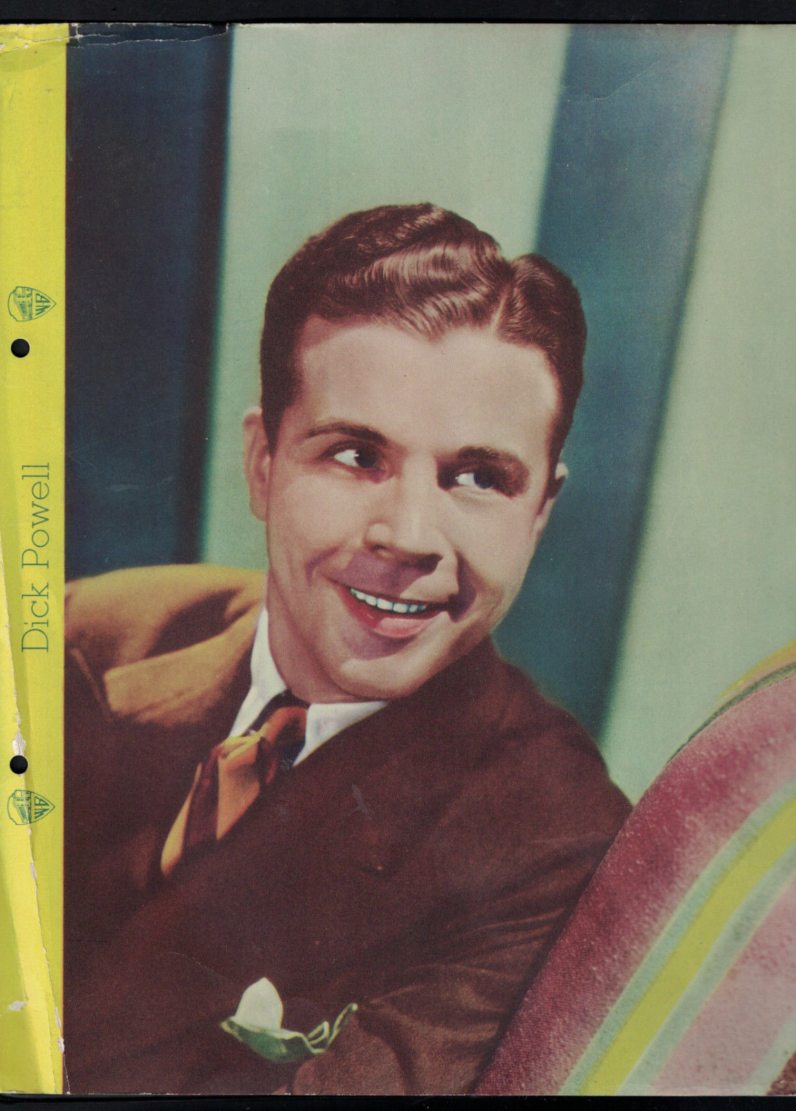 VINTAGE WARNER BROS. DICK POWELL IN ACTION COLOR PORTRAIT 9 X 11 INCHES ...