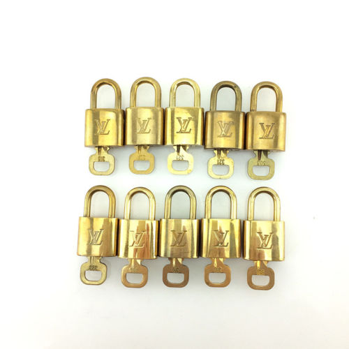 Authentic Vintage Louis Vuitton Gold Plate Pad Lock 10 pics Set ...