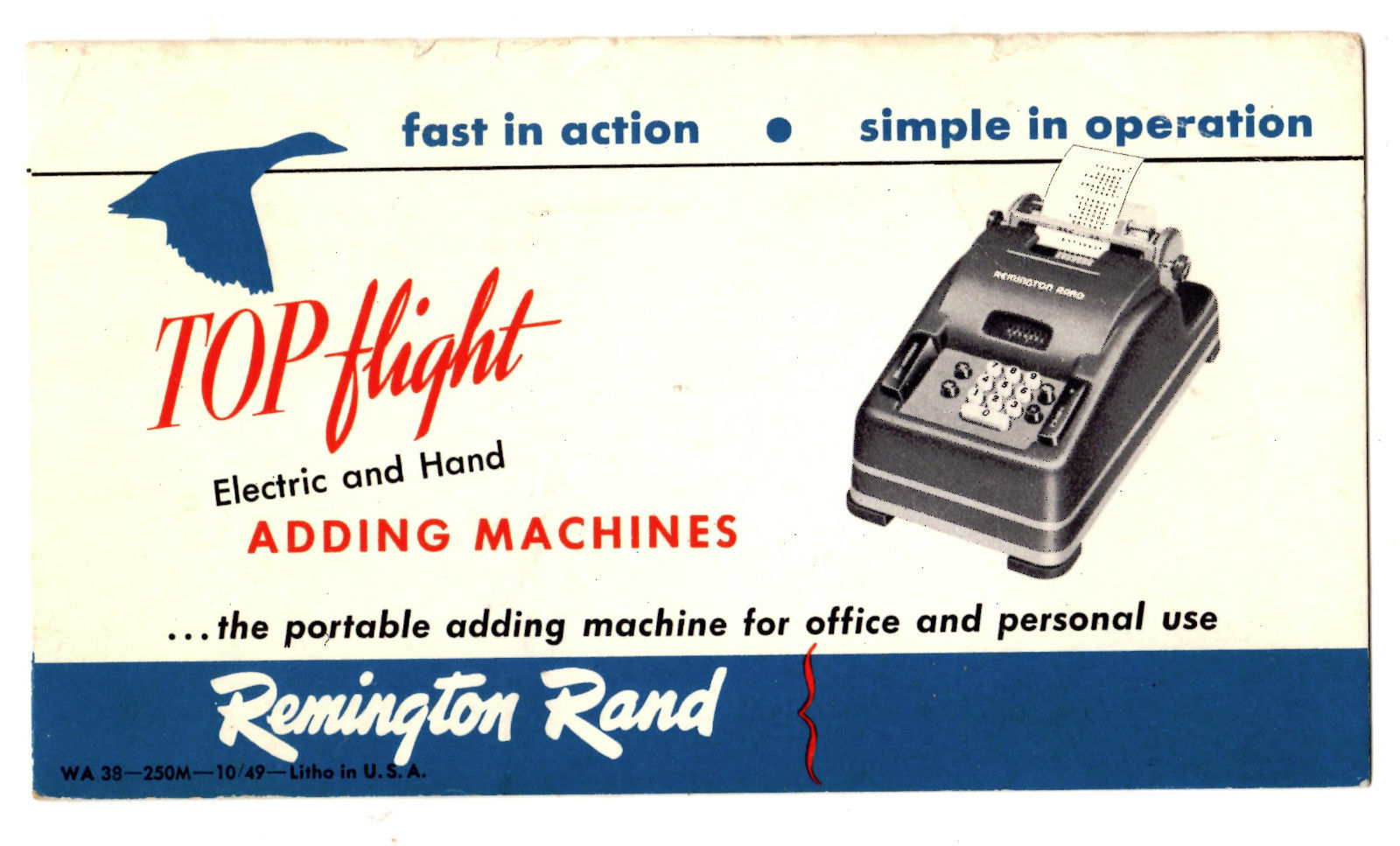 Advertising Blotter REMINGTON RAND ADDING MACHINES [10-13 -- Antique ...