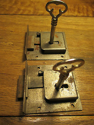 Vtg Antique Old Taylor Skeleton Key & Lock Set Furniture Cabinet Desk ...