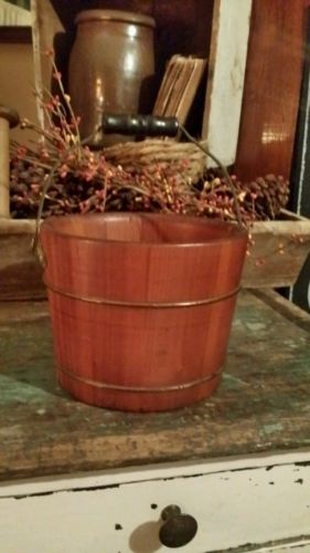 Antique Miniature Wooden Bucket with Wire Bail Handle Treenware AAFA ...