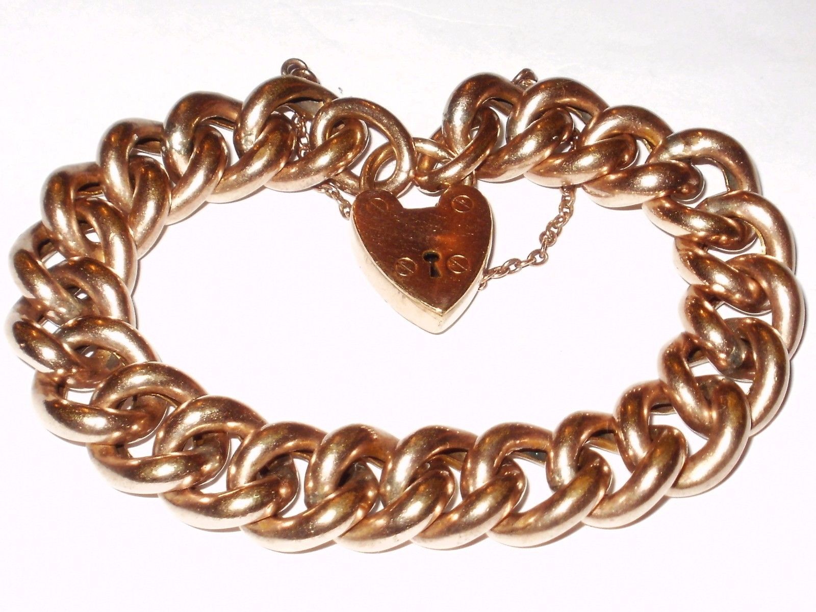 Antique Edwardian 18ct Rose Rolled Gold Bracelet With Padlock And Safety Chain Antique Price