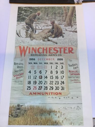 Winchester Western December 1898 Artwork Calendar -- Antique Price ...