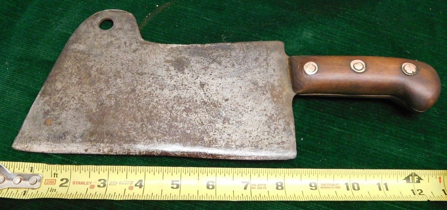 Antique Hand-Forged Meat Cleaver Butcher Chopper Slaughterhouse Copper ...