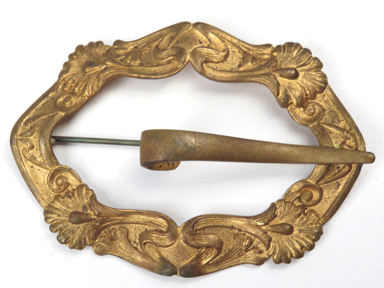 Antique Brass Belt Buckle Art Nouveau Styling Piece Jewelry Pin Brooch ...