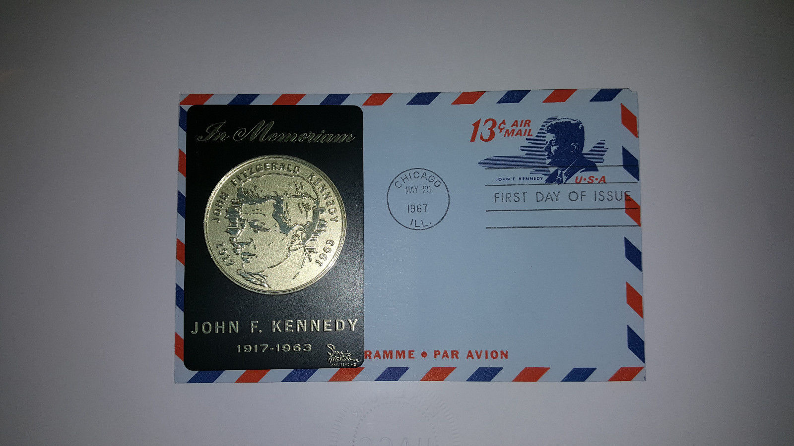 Original JFK Memorial "Metal" 13 Cents Air First Day Cover 5/29/67 ...