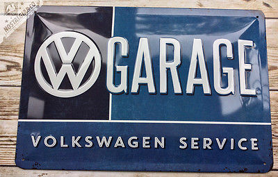 VOLKSWAGEN GARAGE SERVICE Embossed Metal TIN Sign - Car plate garage ad ...