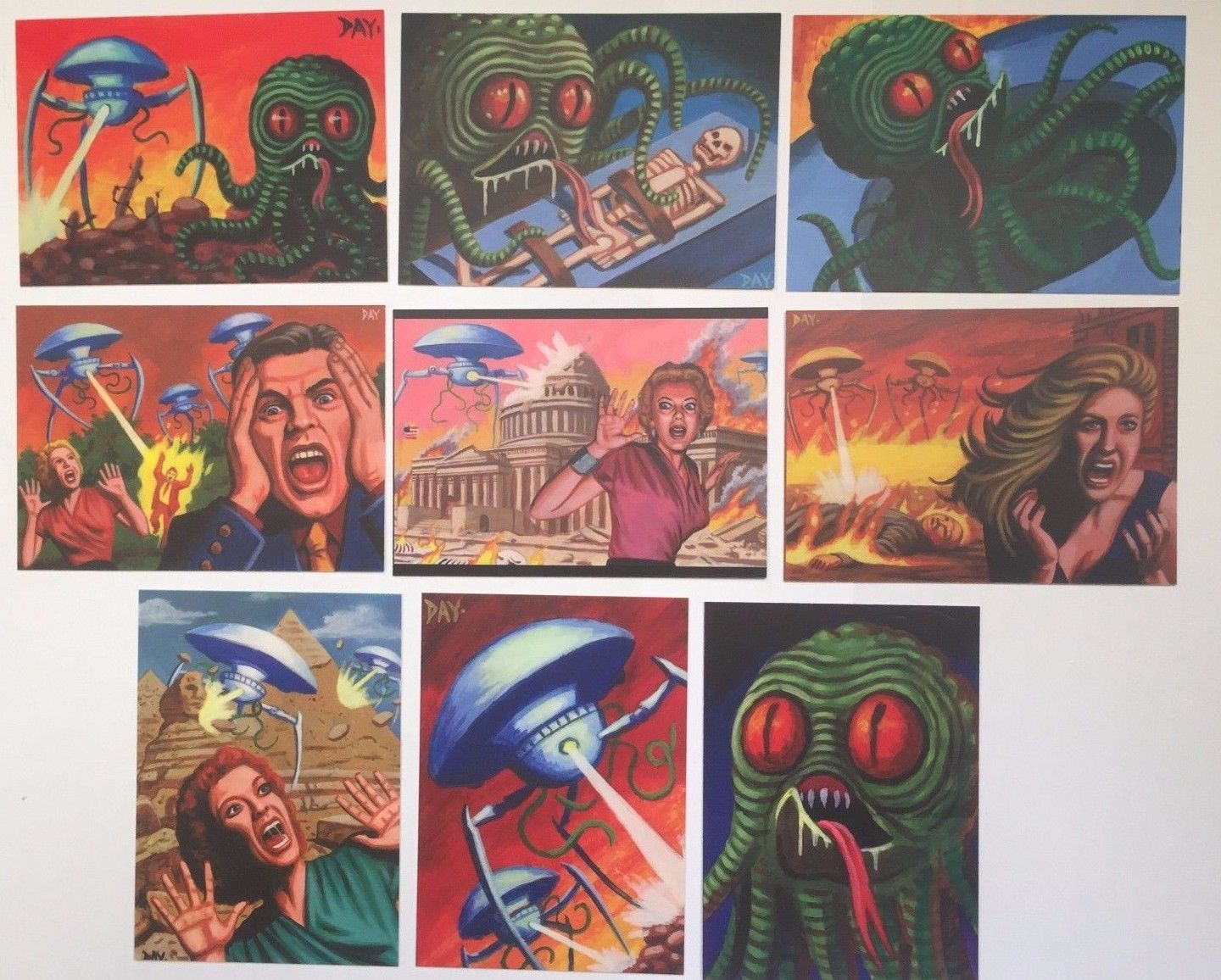 2016 Cult Stuff ILLUSTRATED WAR OF THE WORLDS 9 Card David Day Art Base ...
