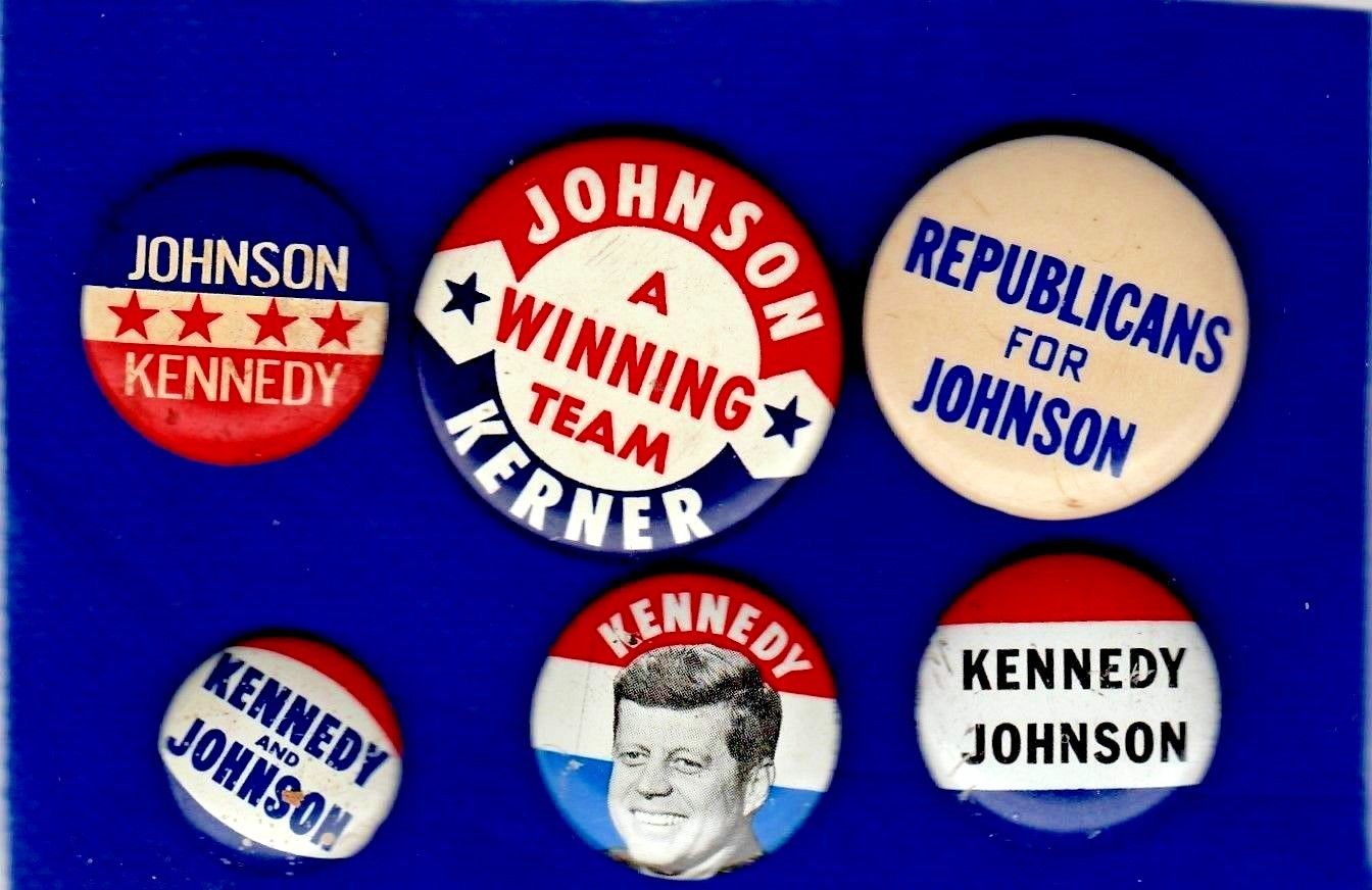 RFK JFK Pin Lot JOHNSON KERNER IL BOBBY NY 1964 JACK KENNEDY 1960 ...