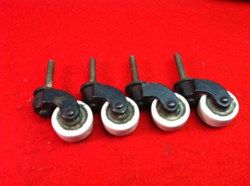 4 ANTIQUE MATCHING WHITE PORCELAIN CASTERS WHEELS ROLLERS DRESSER ...