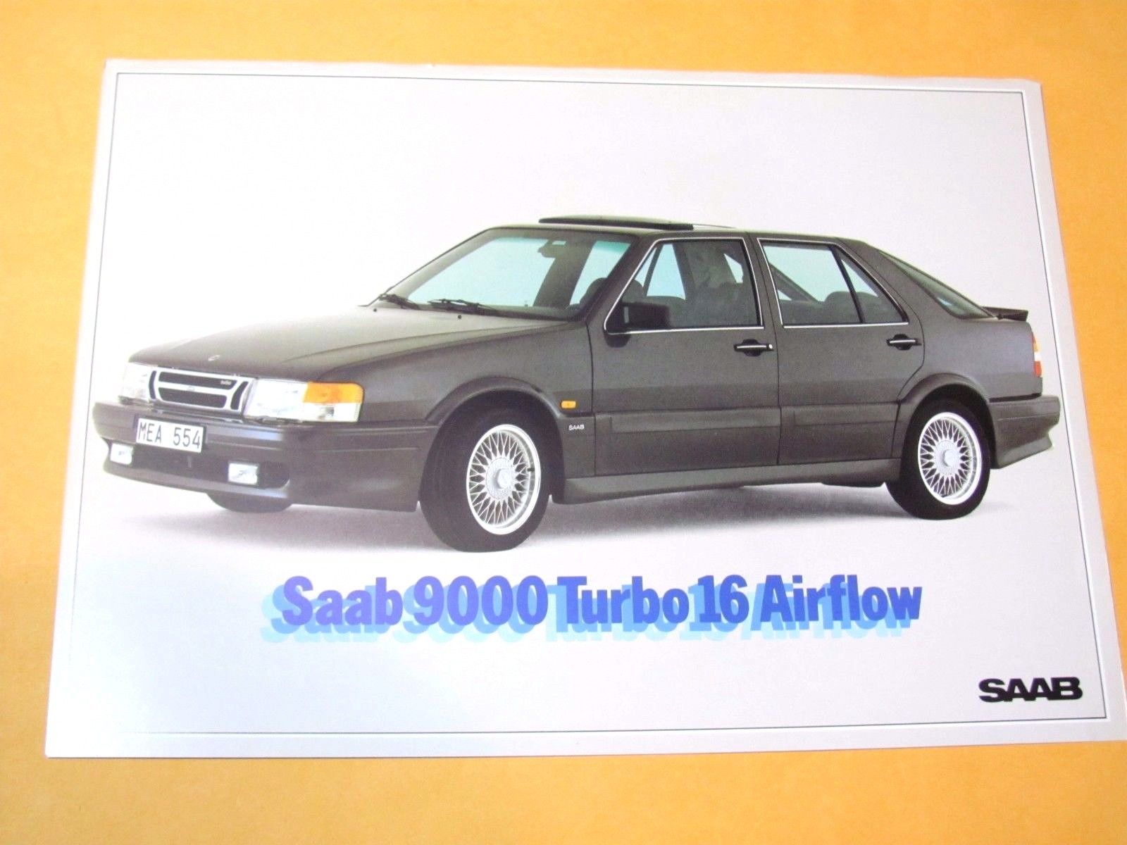 1987 SAAB 9000 TURBO 16 AIRFLOW SALES BROCHURE...rare.. -- Antique ...
