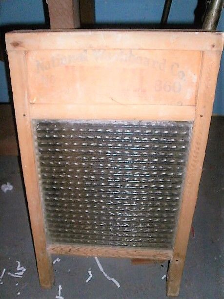 VINTAGE NATIONAL WASHBOARD CO. # 860 WOOD AND GLASS LAUNDRY SCRUB ...