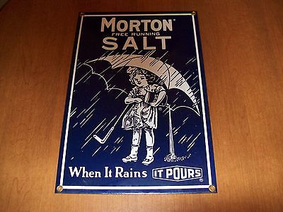 Morton Salt Porcelain Sign - Reproduction -- Antique Price Guide ...