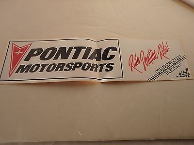 "New" 1988 Vintage Ride Pontiac Ride Motorsports Bumper Sticker ...