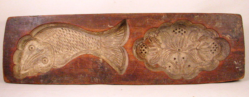 Antique Primitive Unusual Butter Mold Fish Motif 11" NR -- Antique ...