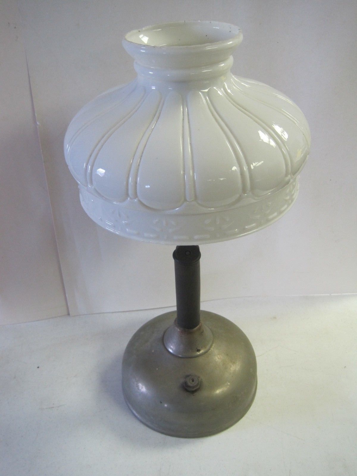 Vintage Coleman Quick-Lite Gas Lantern Camping Table Lamp Milk Glass ...