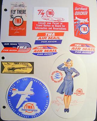 10 Vintage 1950''s TWA Airlines Luggage Labels & Postal Airmail ...