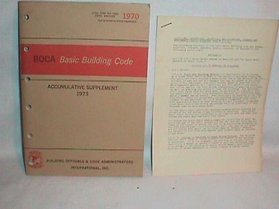 BOCA Manual BUILDING CODE Accumulative SUPPLEMENT 1973 -- Antique Price ...
