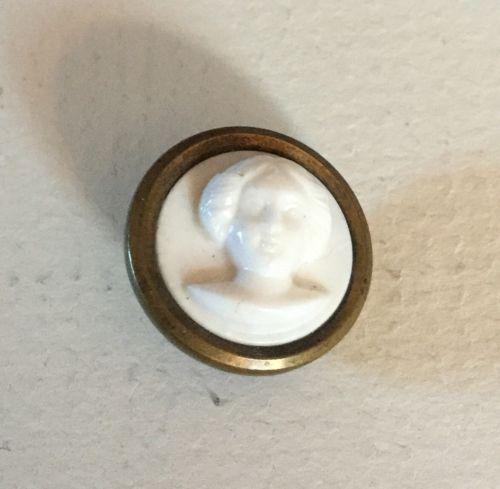 Milk Glass Jenny Lind Portrait In Metal Antique Waistcoat Jewel Old ...