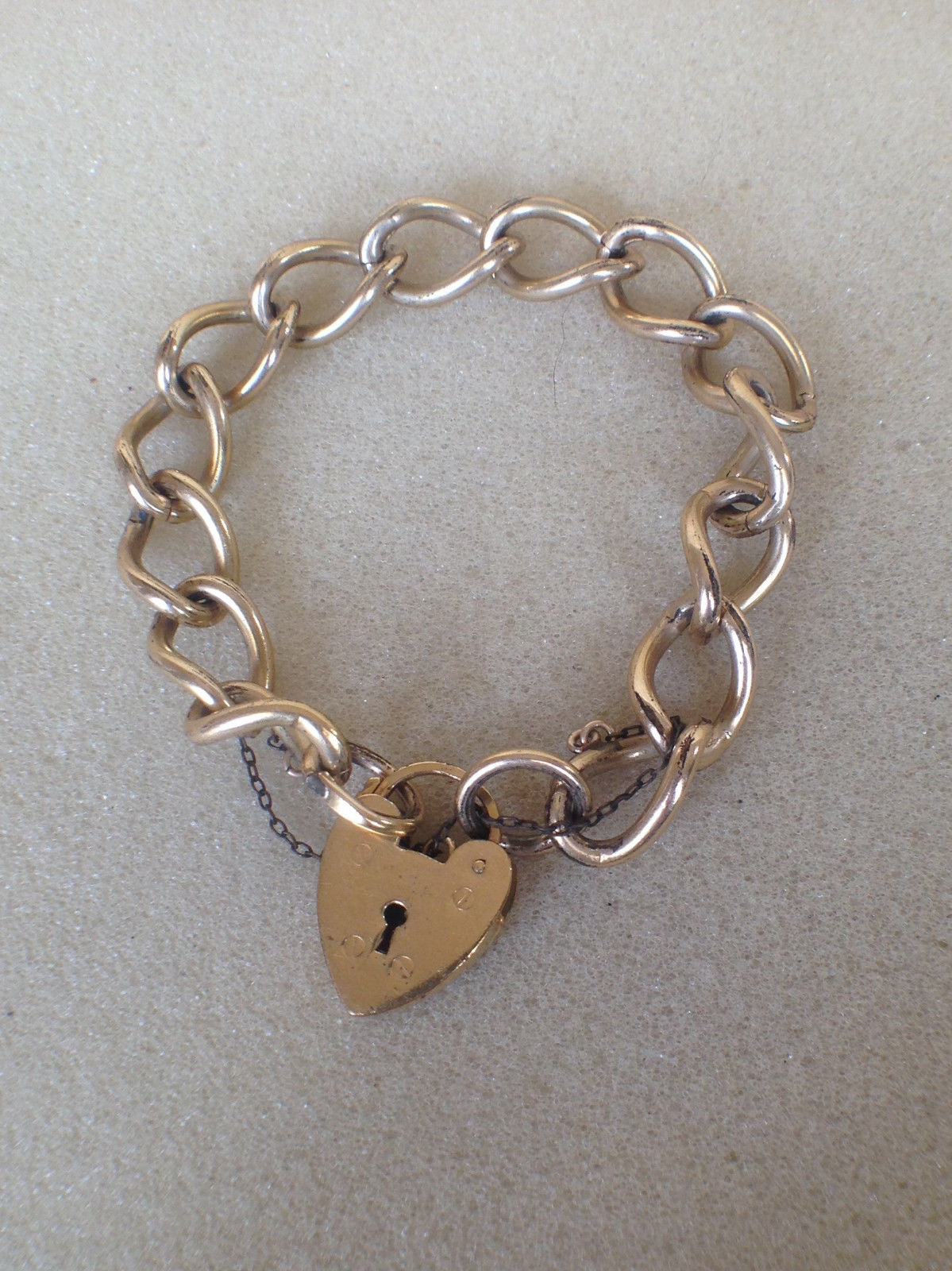 Vintage rolled gold plated 9ct metal core bracelet with a padlock ...