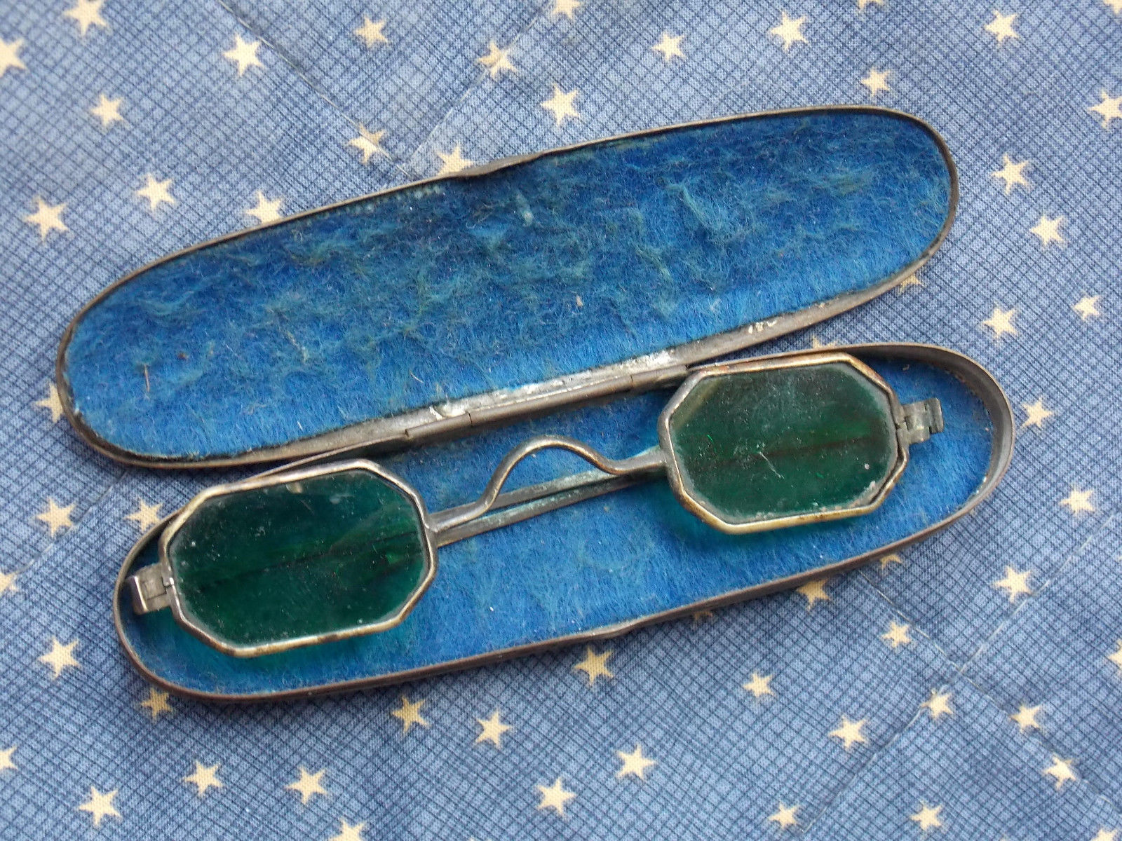 Civil War era Sunglasses in 1860 dated tin case. Antique eyeglasses ...
