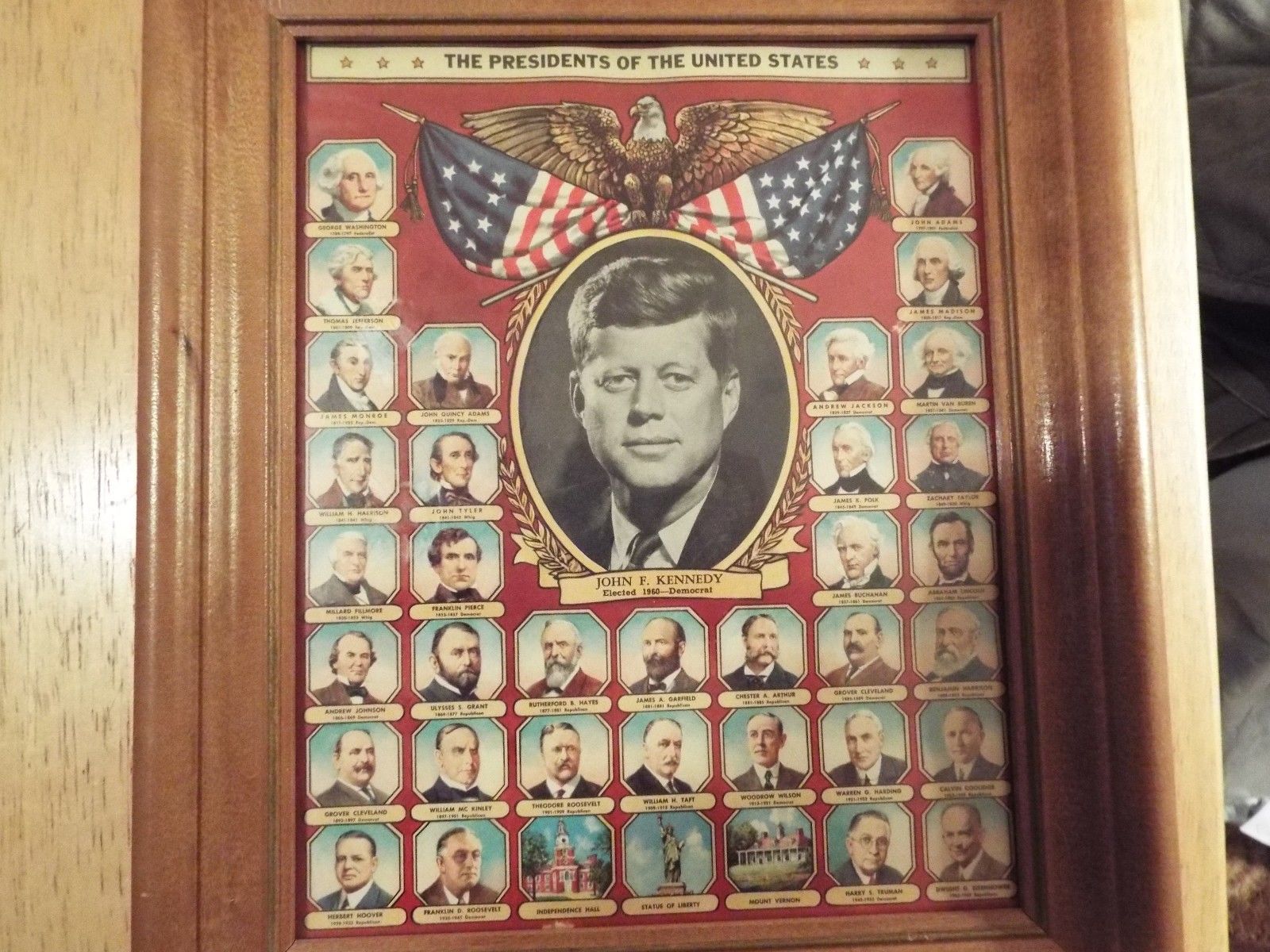 JFK, vintage collectible, Wood Frame. The Presidents of the United ...