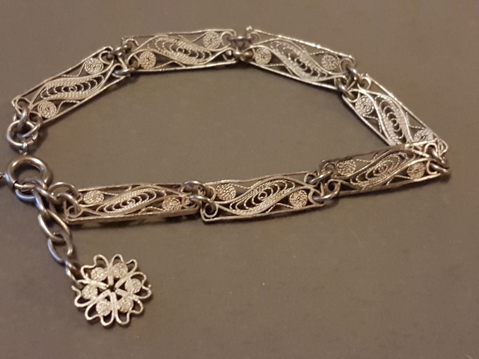 Antique Filigree Solid Sterling Silver Bracelet Victorian 7.08 Grams 7 ...