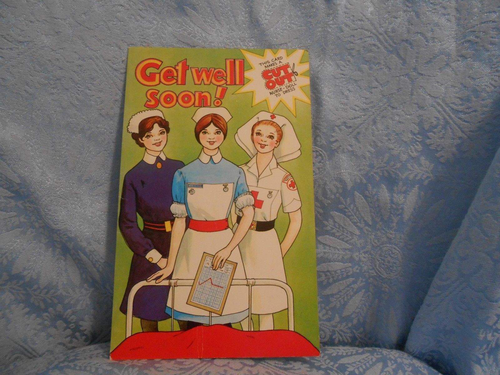 Vintage Nurse Paper Doll Get Well Card Shaberay Limited Bedford England Uncut Antique Price vintage-nurse-paper-doll-get-well-card-shaberay-limited-bedford-england-uncut-antique-price