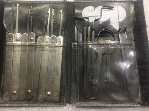ESP-Padlocks 17 pcs w/Case Unlocking Key Lock Pick Set Vintage Made in ...