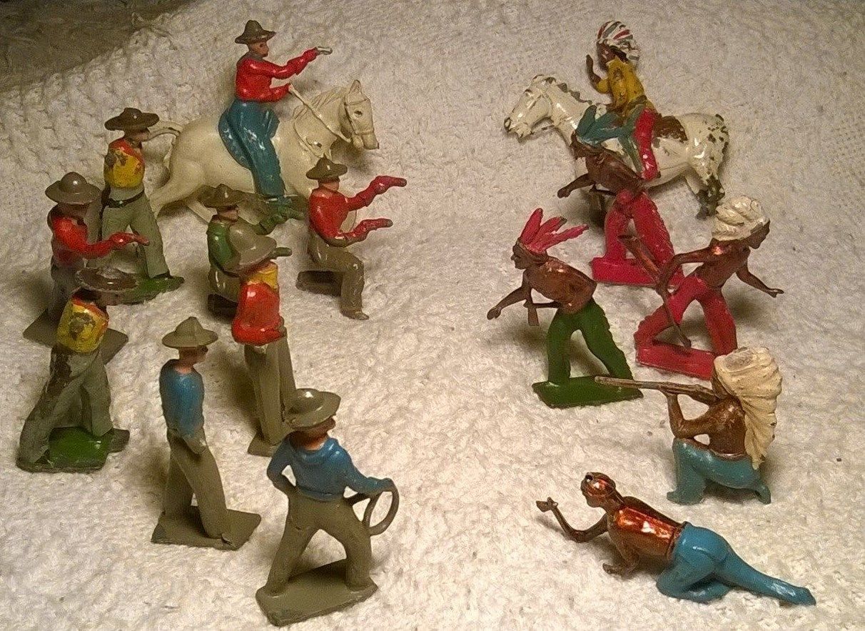 Antique Lead Cowboys & Indians Toys Made in England LOT of 15 ...