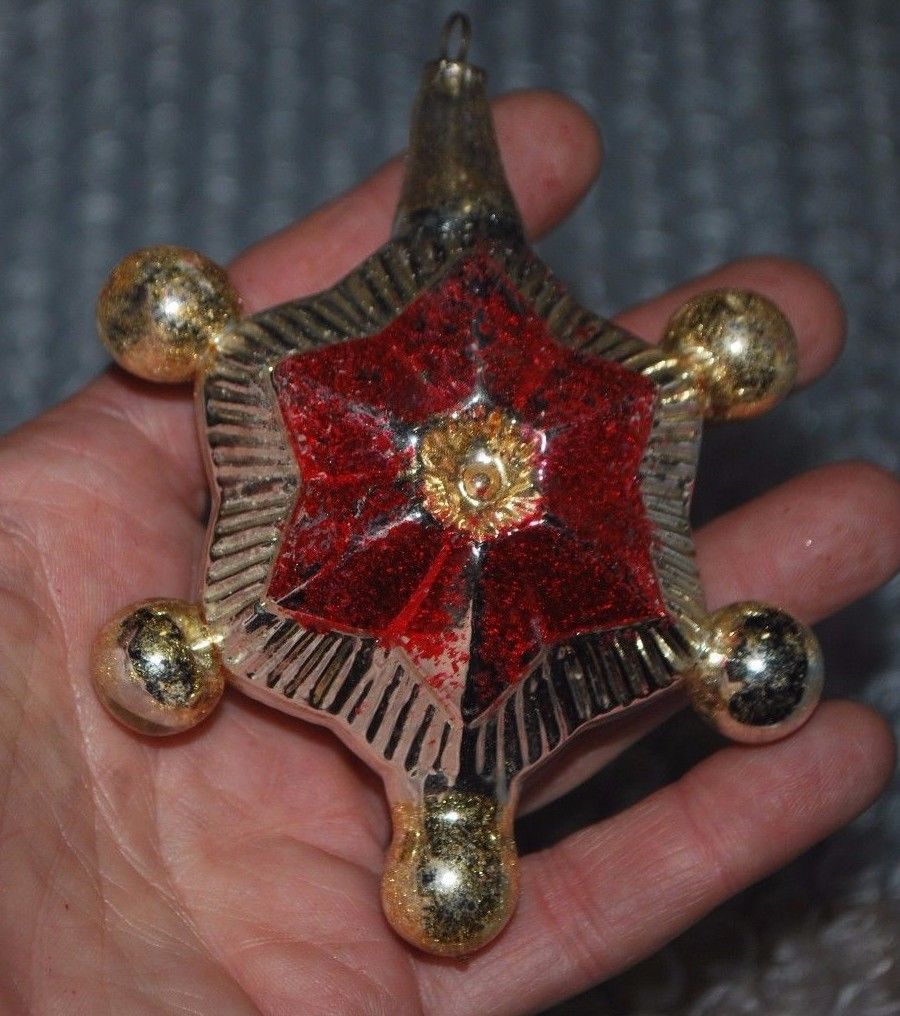 Vintage Large Star Mercury Glass Christmas Ornament Antique Price Guide Details Page