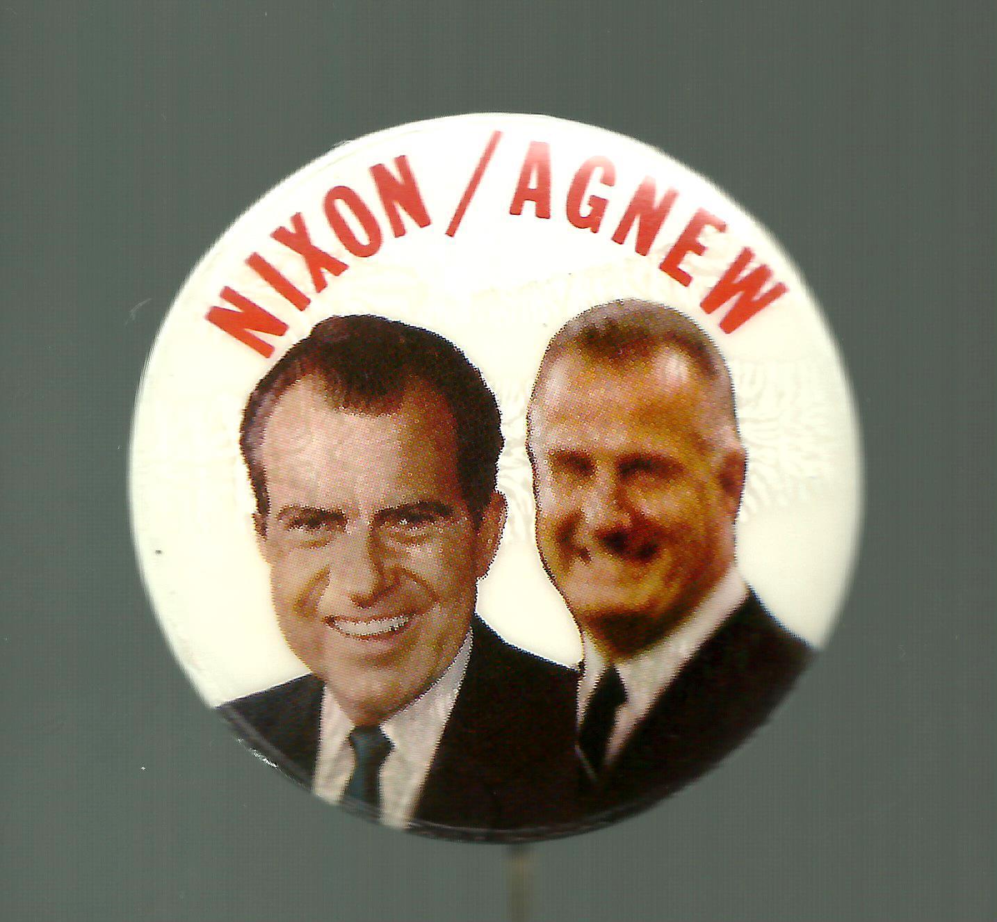 Richard Nixon political campaign button, Spiro Agnew, color photos ...