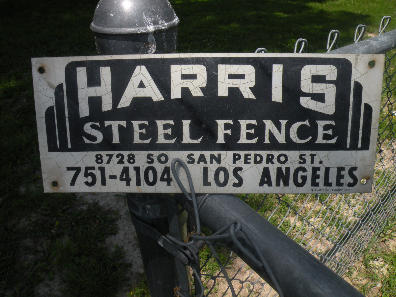 Vintage Harris Steel Fence Sign LA California Industrial Man Cave ...