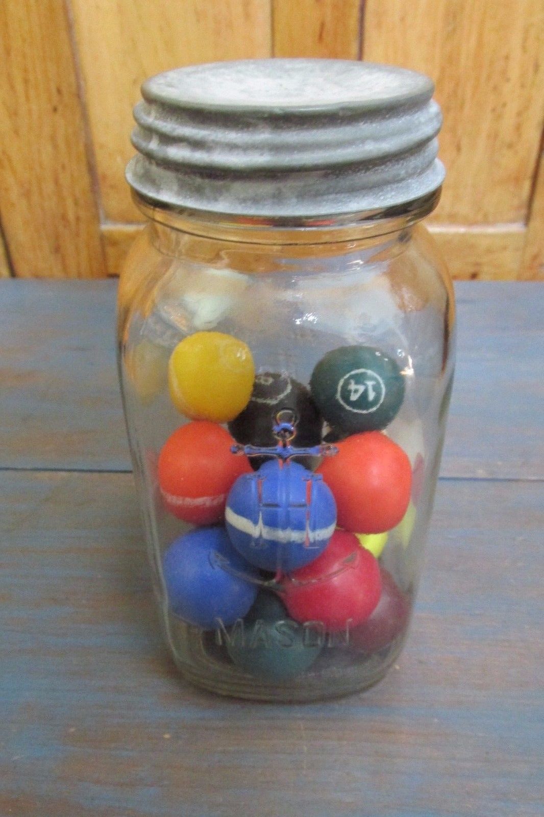 Canning Jar With Set Of Small Billard Balls Including The Que Ball ...