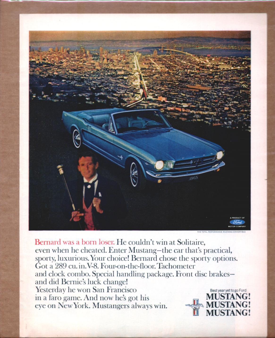 1965 FORD MUSTANG Vintage Promo Color Car Ad -- Antique Price Guide ...