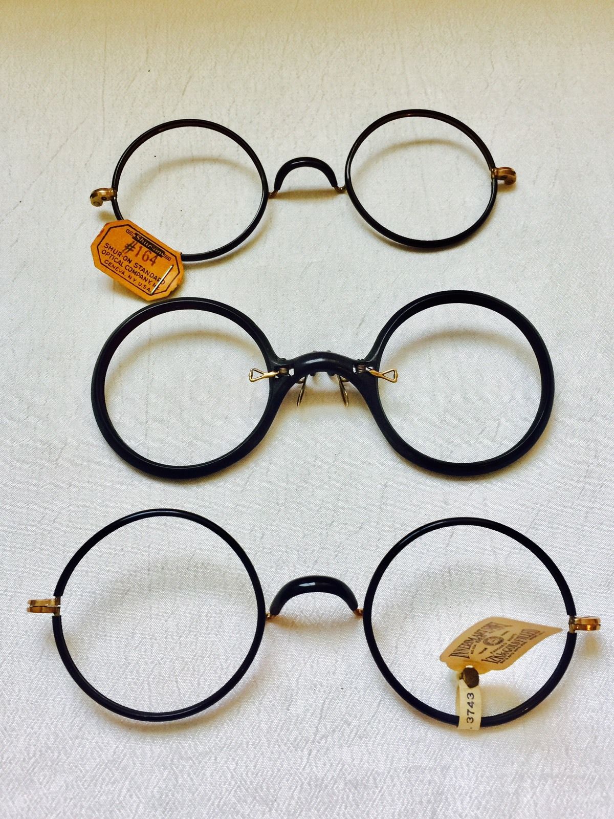 Antique Lot Of 3 Cellulod Round Frames Eyeglasses Spectacles Nos As Is As Shown Antique Price