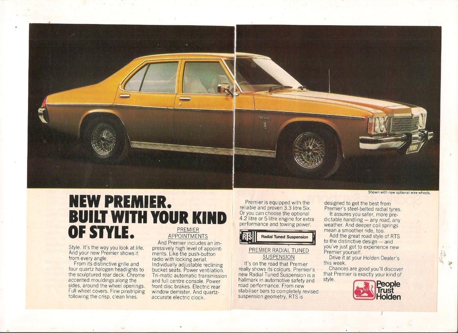 ORIGINAL VINTAGE 1977 HZ HOLDEN PREMIER AUSTRALIAN A5 2 PAGE COLOR ...