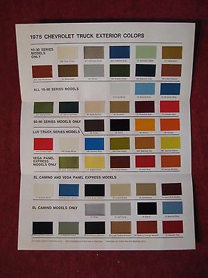 1975 Chevy Truck color chart Salesman Dealership Showroom Brochure GM ...