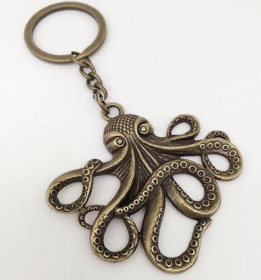 Octopus Key Ring Steampunk Nautical Squid Kraken Pirate antique Bronze ...