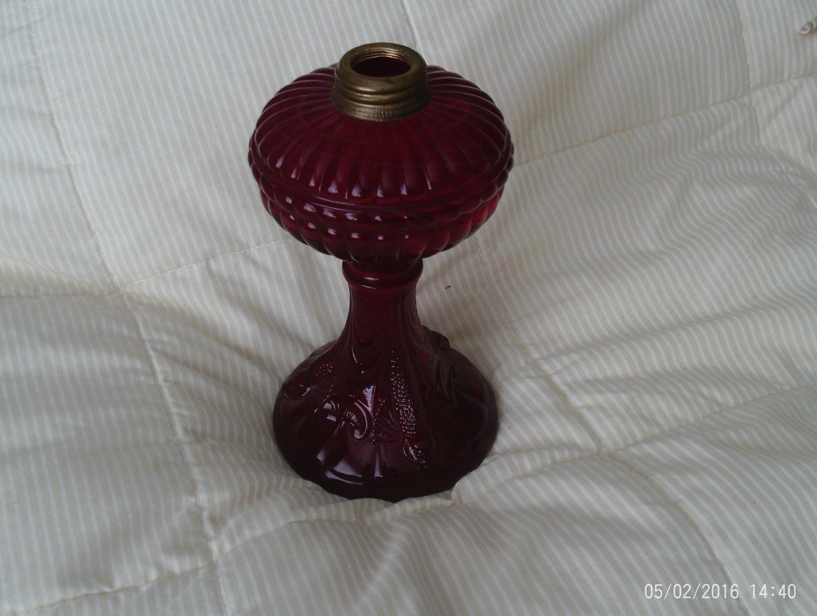 RUBY RED GLASS OIL LAMP BASE -- Antique Price Guide Details Page