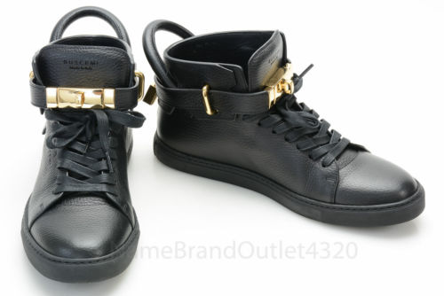 Buscemi 100MM black 8 41 leather strap padlock key fashion sneaker shoe ...